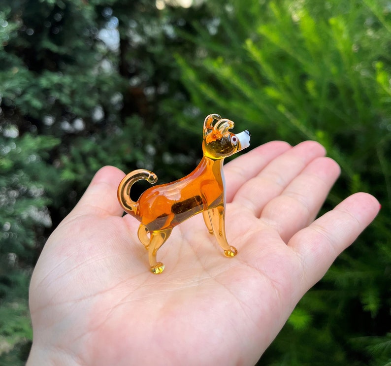 Glass Dog Figure Sculpture Murano Gold Dog Trinket - Etsy
