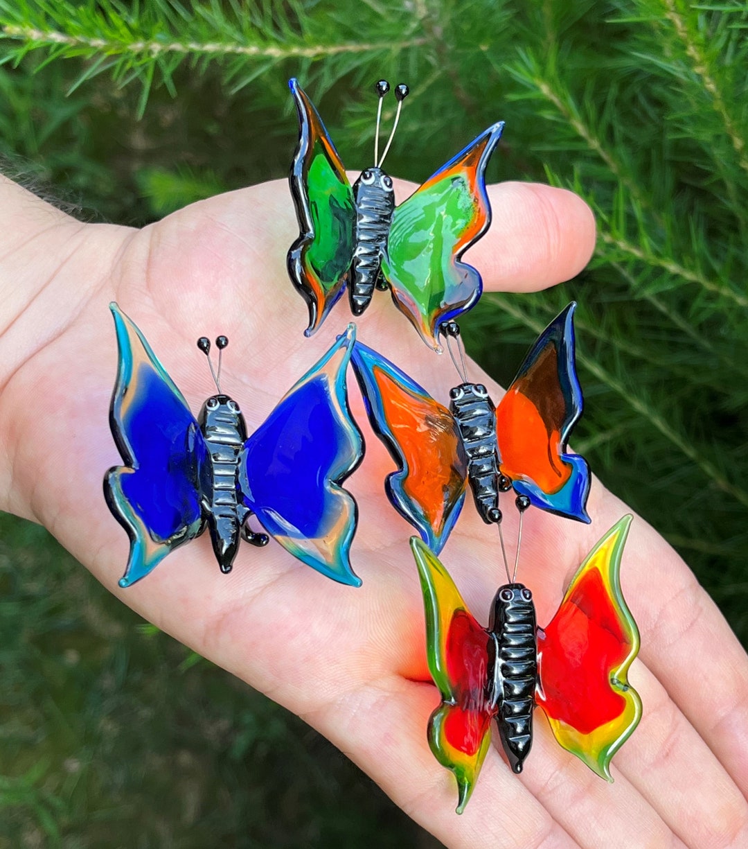 Glass Butterfly Figure Murano Animal Ornaments Colorful Hand Blown ...