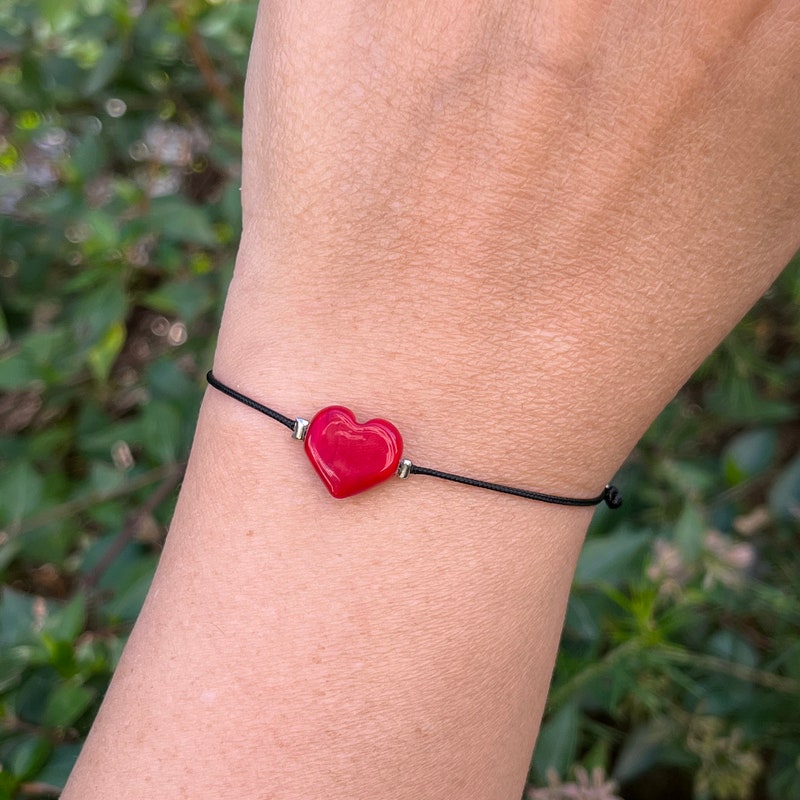 Red Heart Bracelet - Etsy