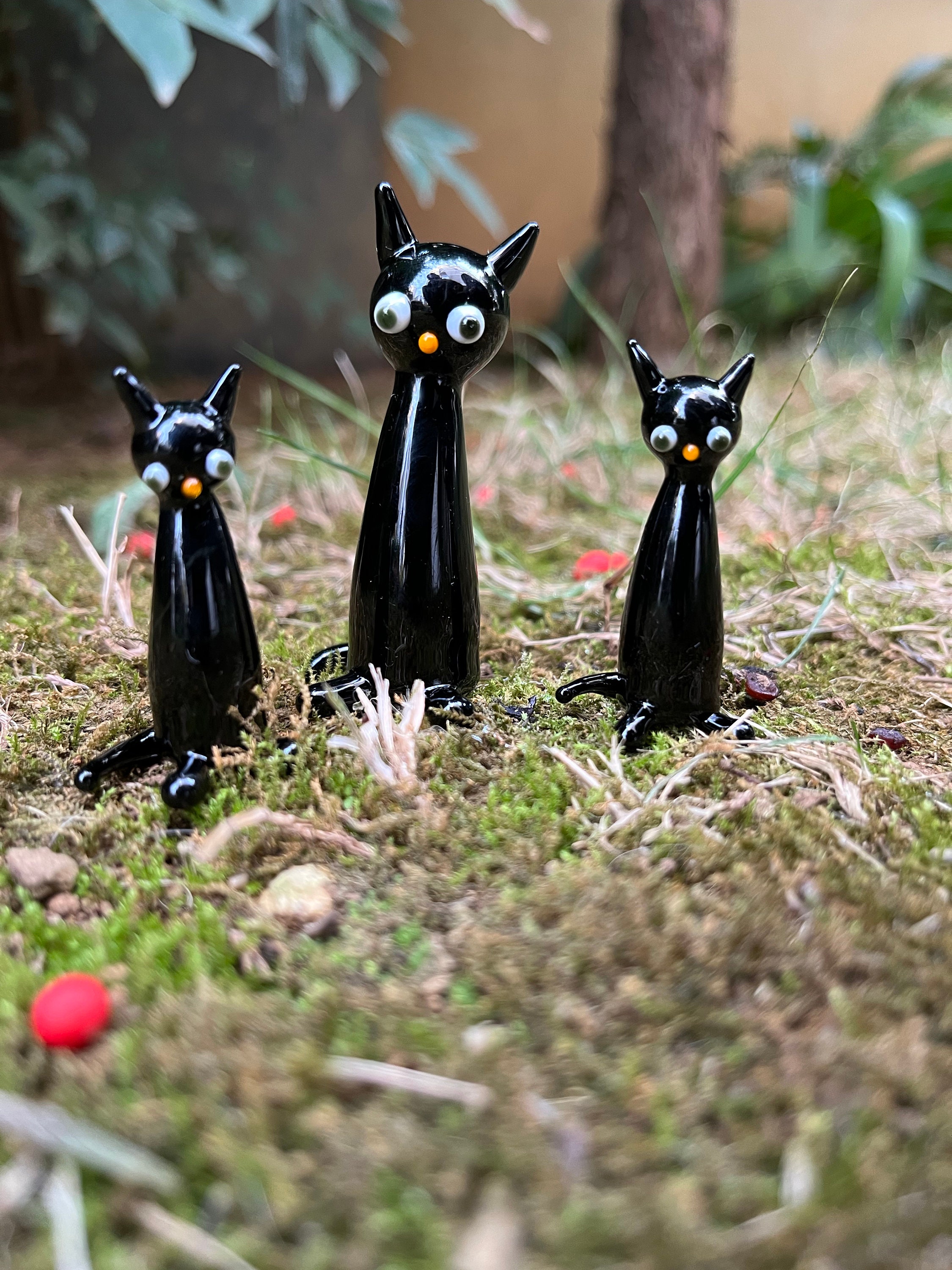 Glass Black Cats Figurine Murano Glass Animal Figure - Etsy