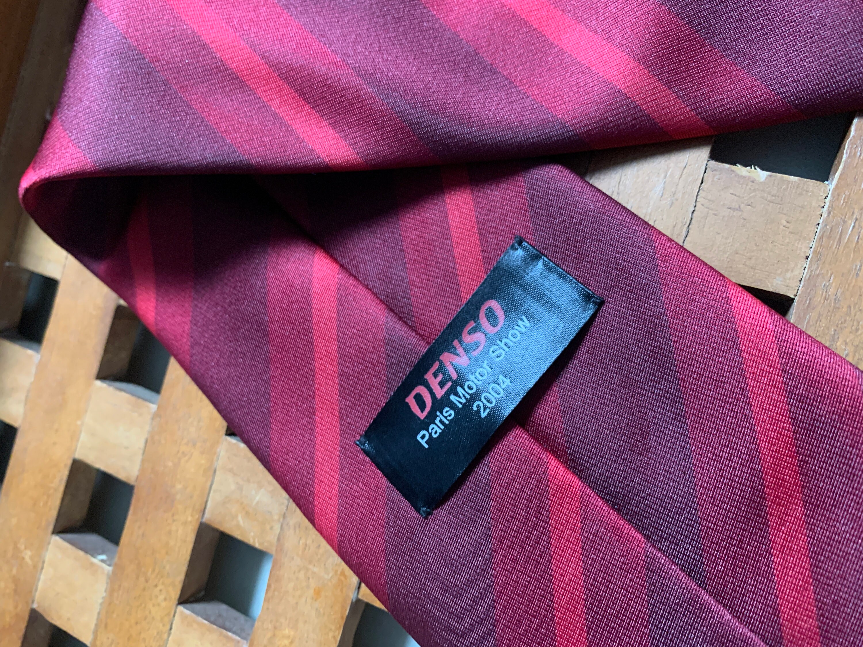 RARE DENSO Paris Motor Show 2004 Vintage Necktie Red Vintage Polyester ...