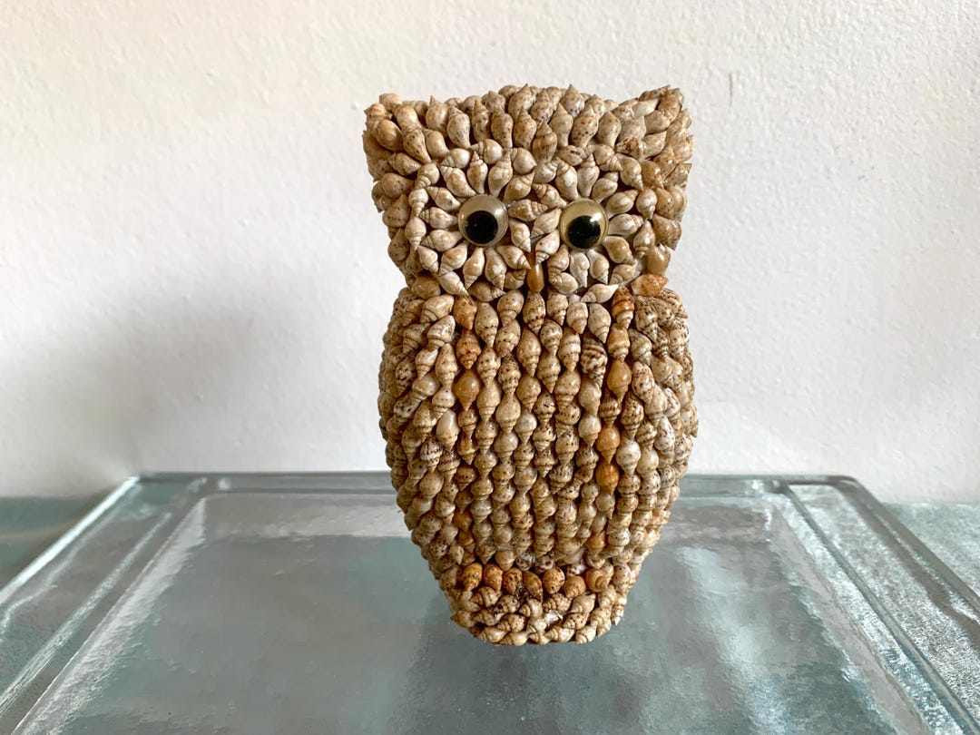 Owl Sea Shells Folk Art Statue Vintage - Etsy