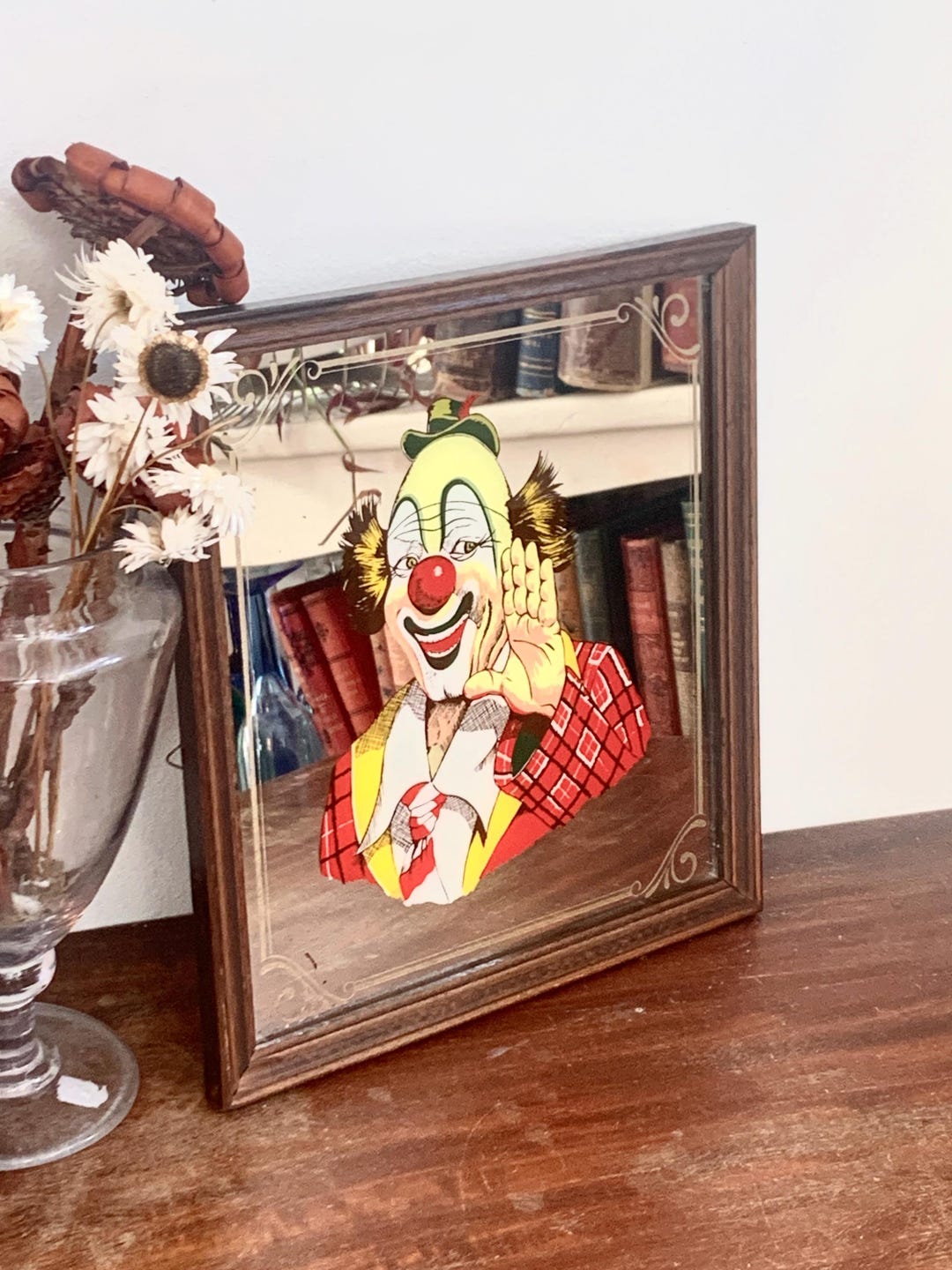 Pierrot Clown Mirror Wooden Frame Vintage - Etsy