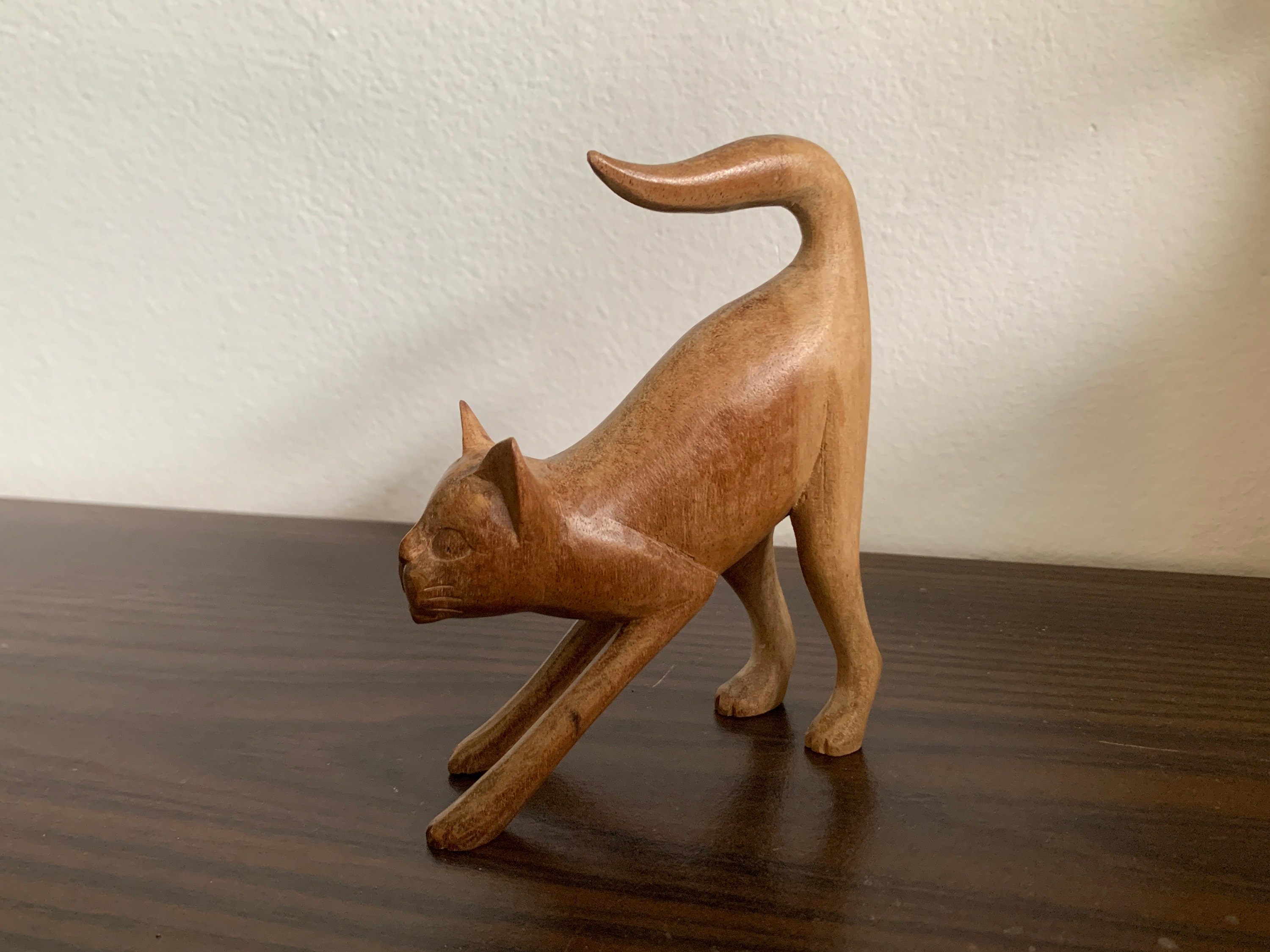 Wooden Figure CAT Sculpture Light Wood Carving Vintage - Etsy