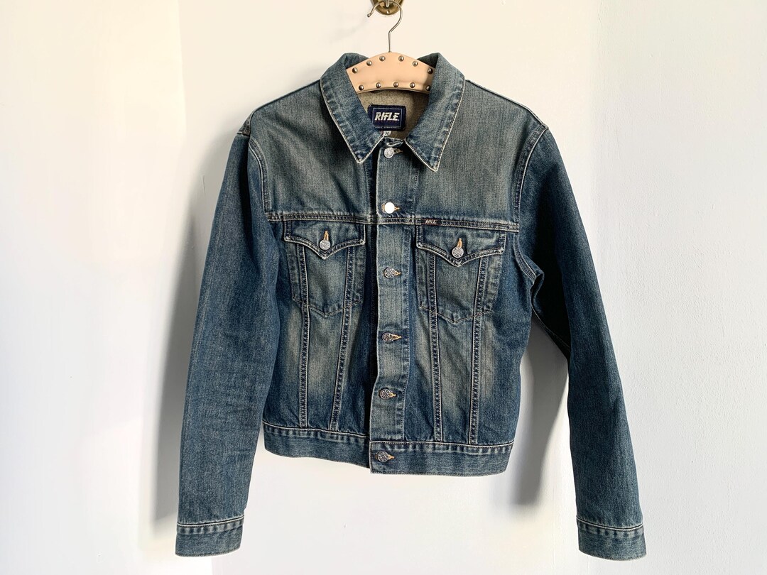 90s Rifle Heritage Denim Jacket Vintage Men M Size - Etsy