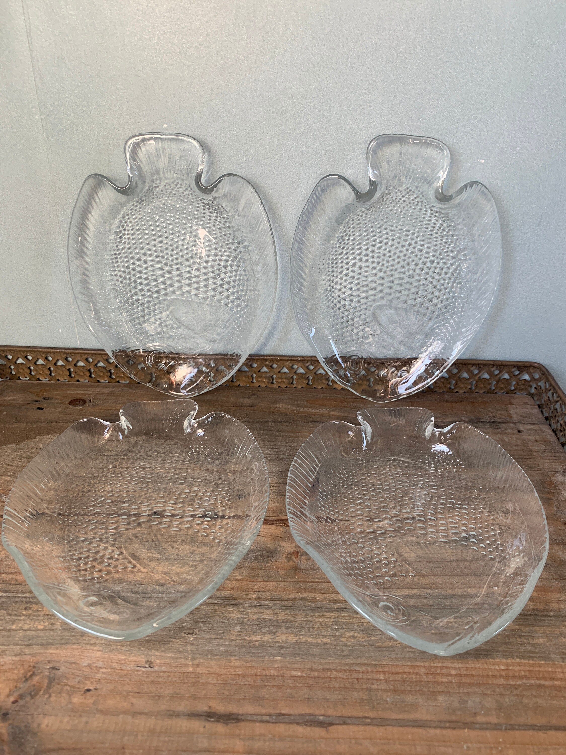 Set of 4 Arcoroc France Glass Fish Shaped Plate Vintage 15.7 - Etsy