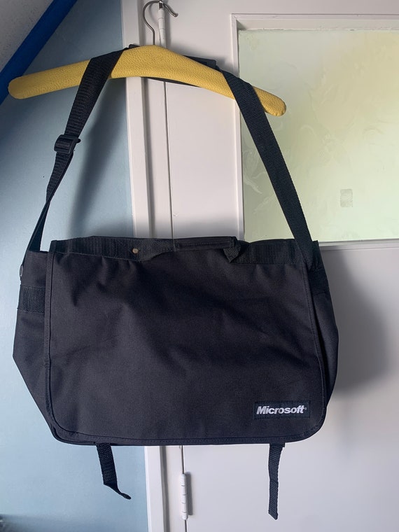 Rare 90s Microsoft Black Vintage Messenger Shoulder L… - Gem