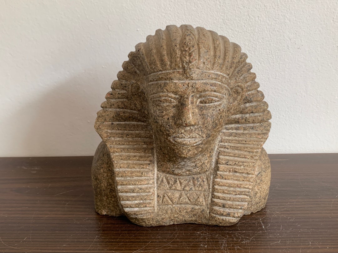 Egyptian Tutankhamun King Tut Statue Stone Antique Large Bust - Etsy