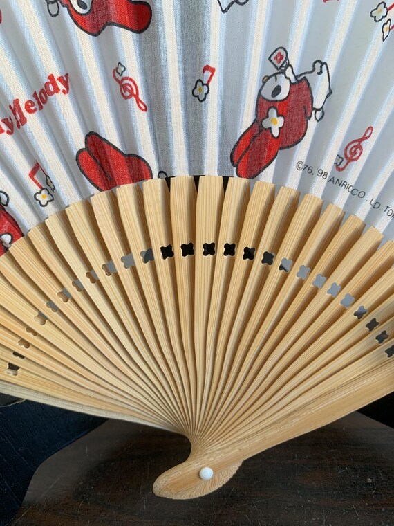 Rare 90s My melody Sanrio Japanese Hand Fan Sensu Woo… - Gem