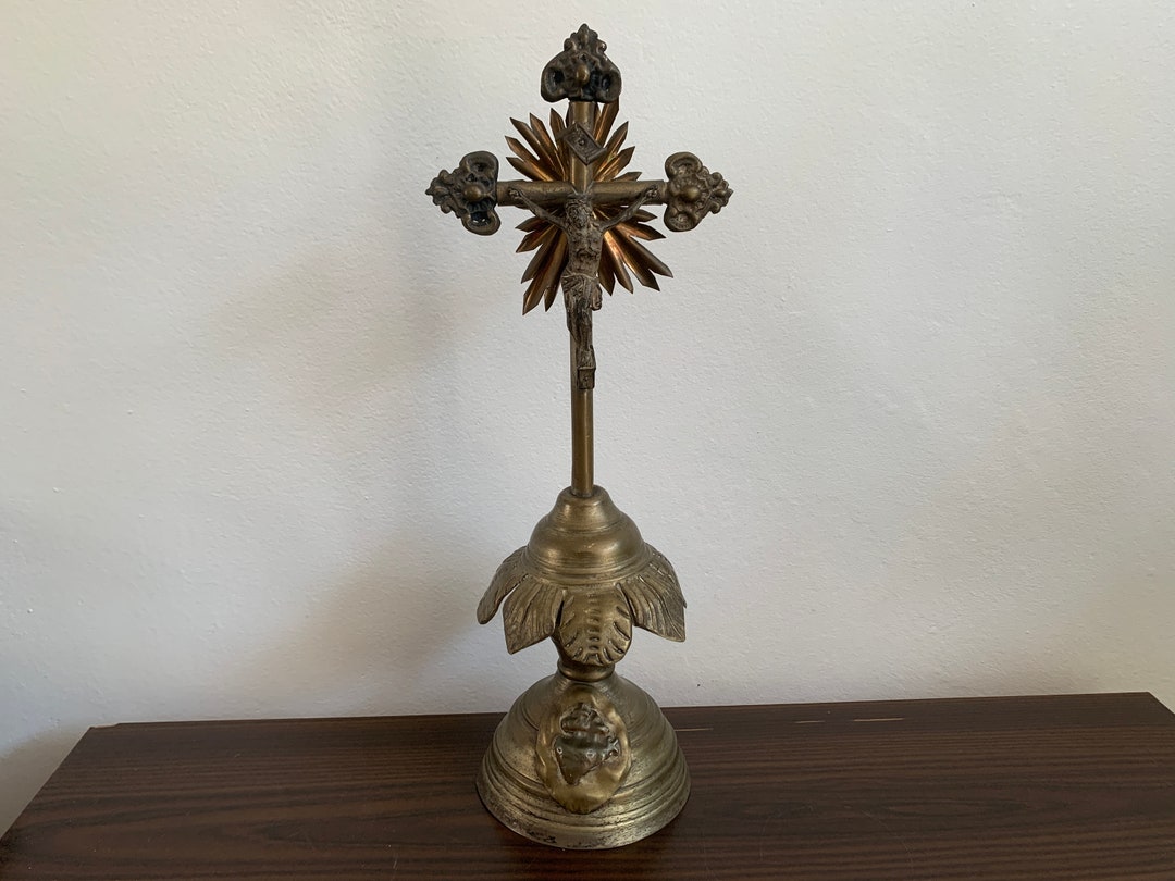 1900 INRI Jesus Christ Vintage Cross Stand Metal Christian Decoration ...