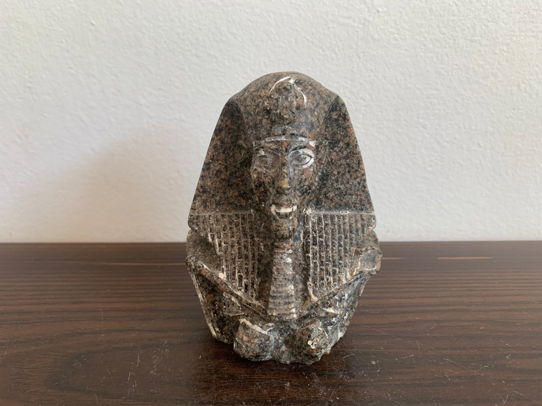 Egyptian Tutankhamun King Tut Statue Stone Antique Bust Gray Small - Etsy