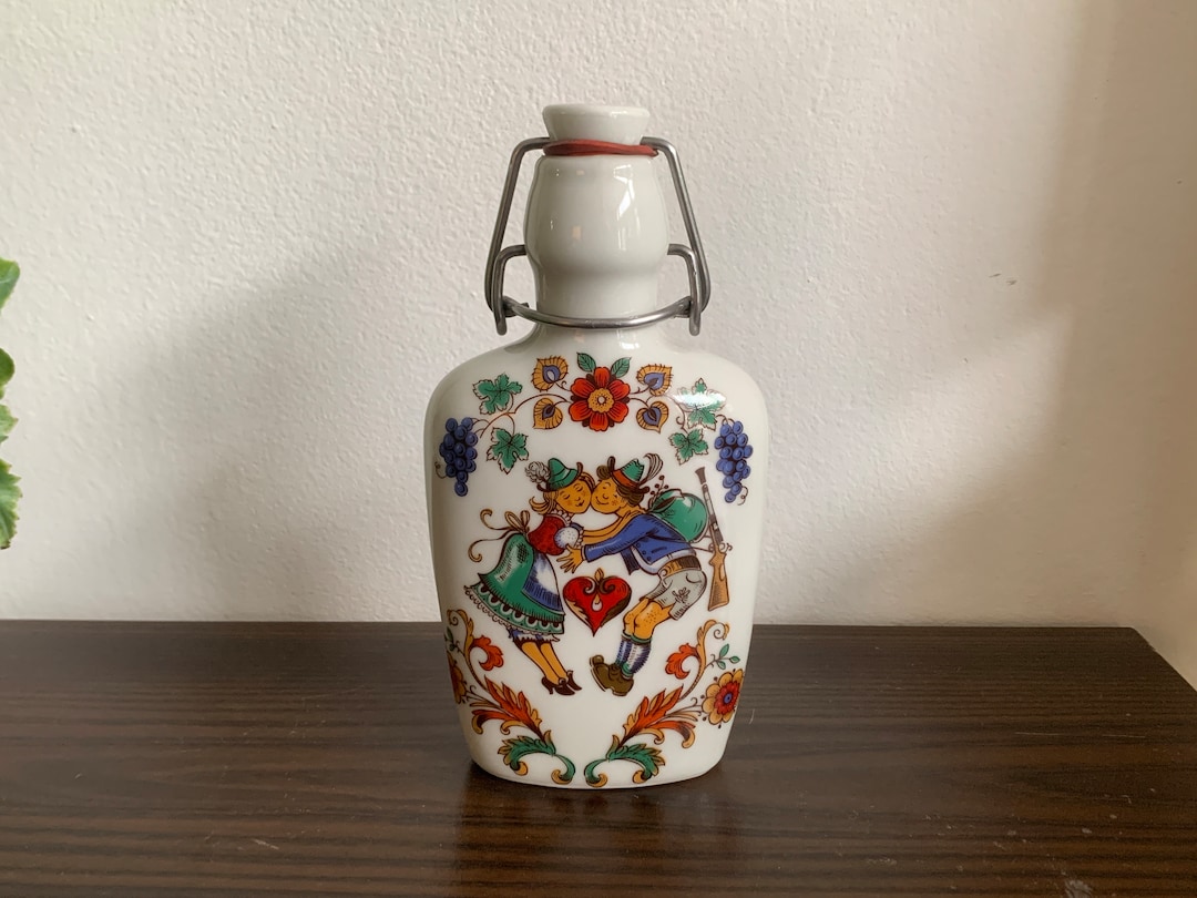 Vintage Flask Boy Girl Ceramic German Liquor Bottle - Etsy