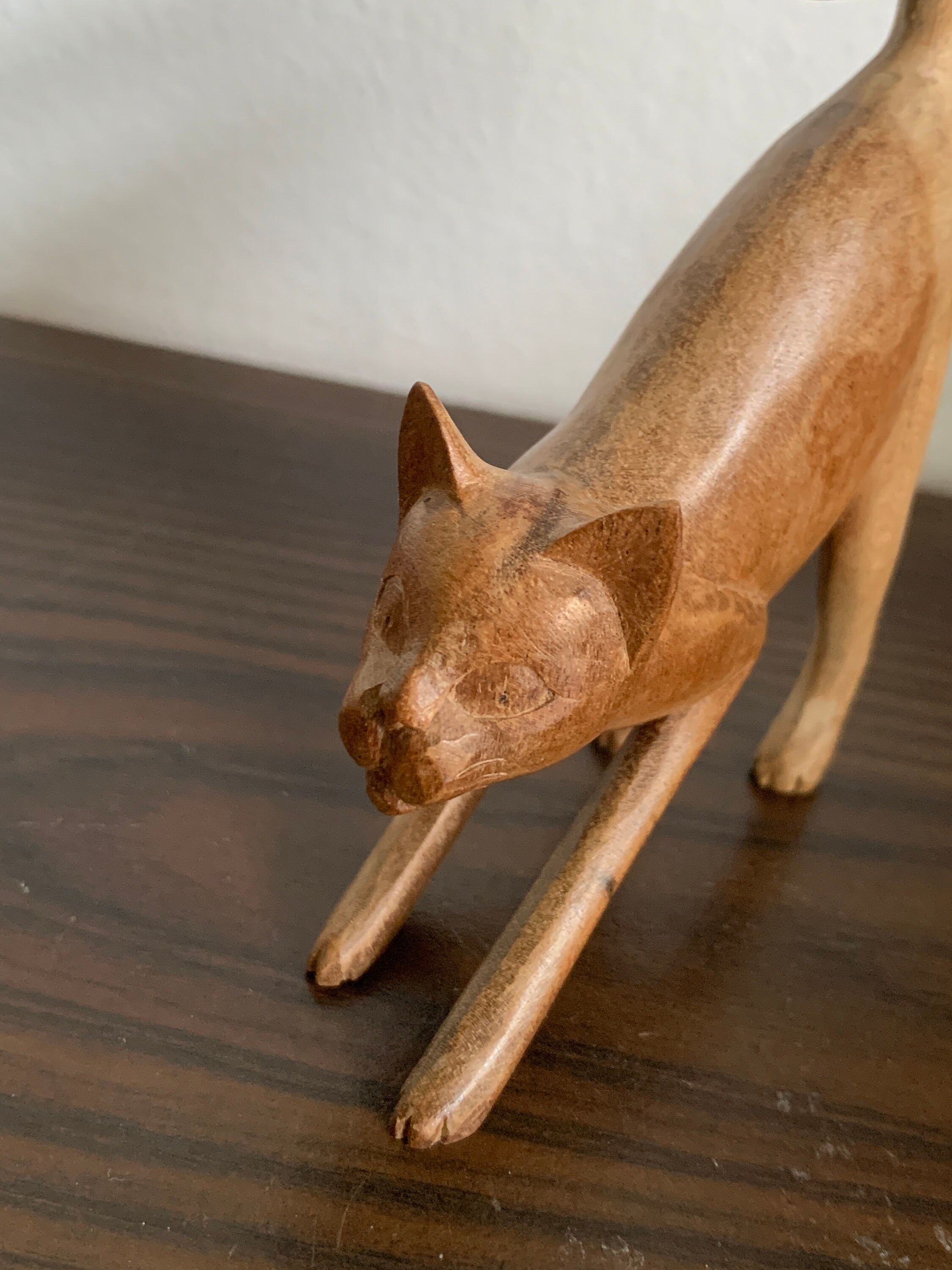 Wooden Figure CAT Sculpture Light Wood Carving Vintage - Etsy