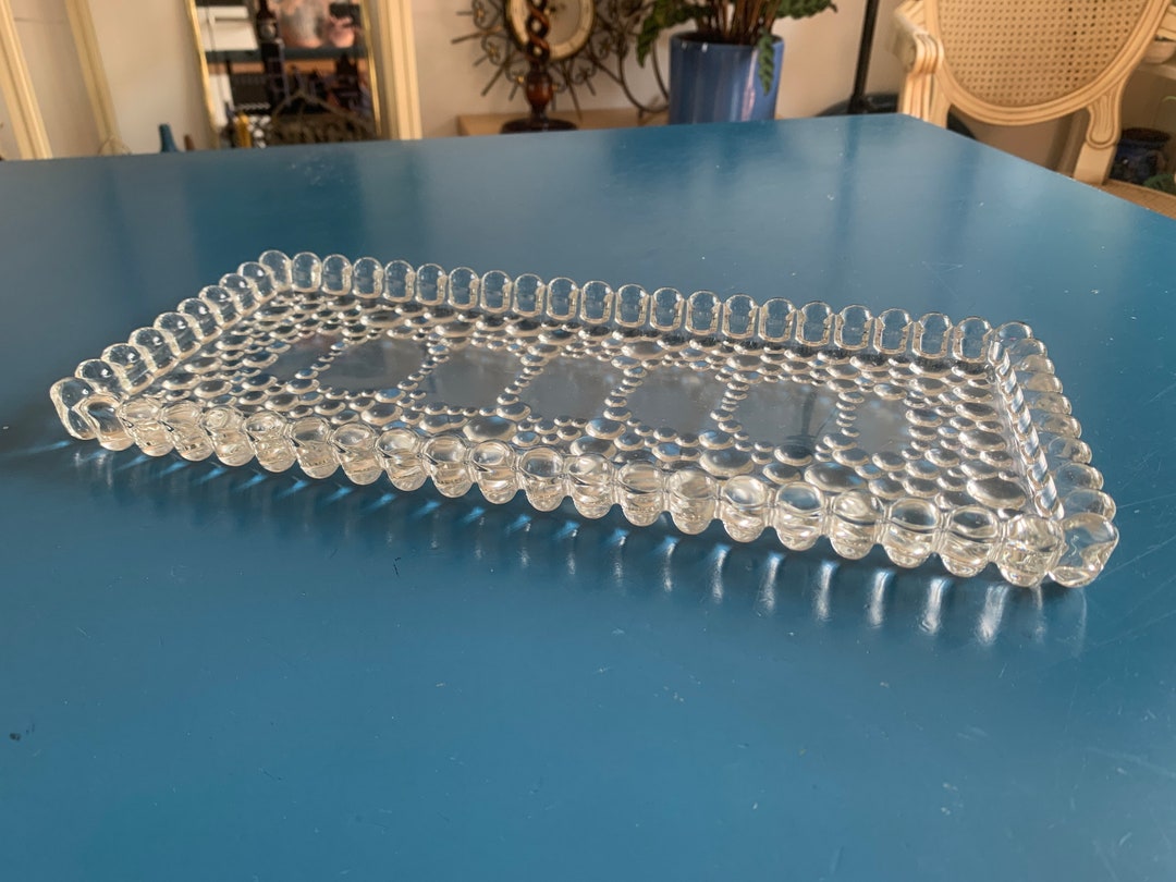 Bubble Glass Plate Rectangle Vintage Tray Snack 34 Cm X 15 Cm - Etsy
