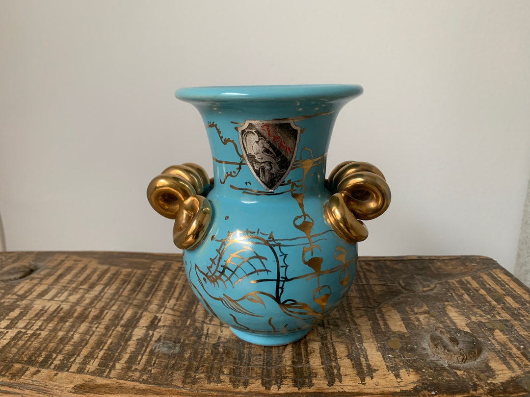 ROGER GUERIN Blue Gold Ceramic Art Deco Fish Antique Flower Vase Pot - Etsy
