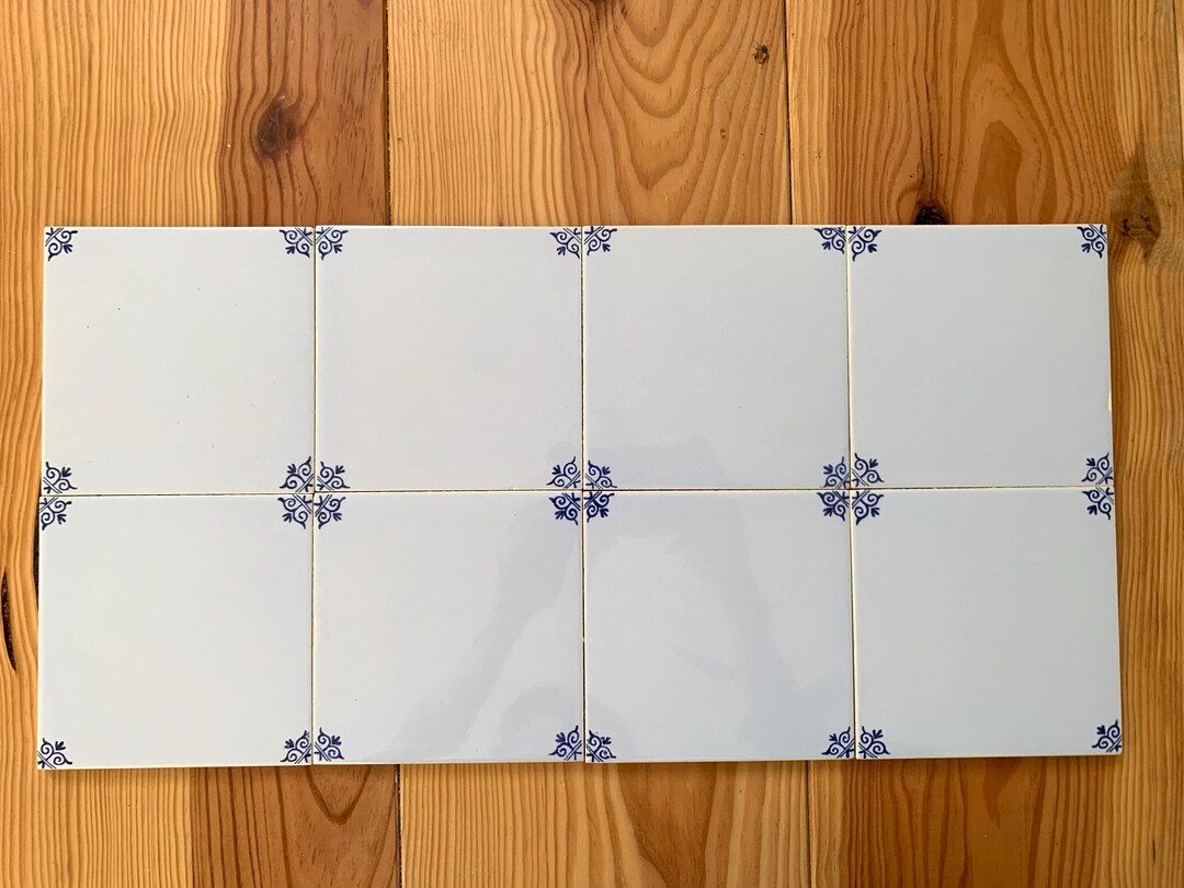Set of 8 Ceramic Tiles Simple Blank Vintage Delft - Etsy