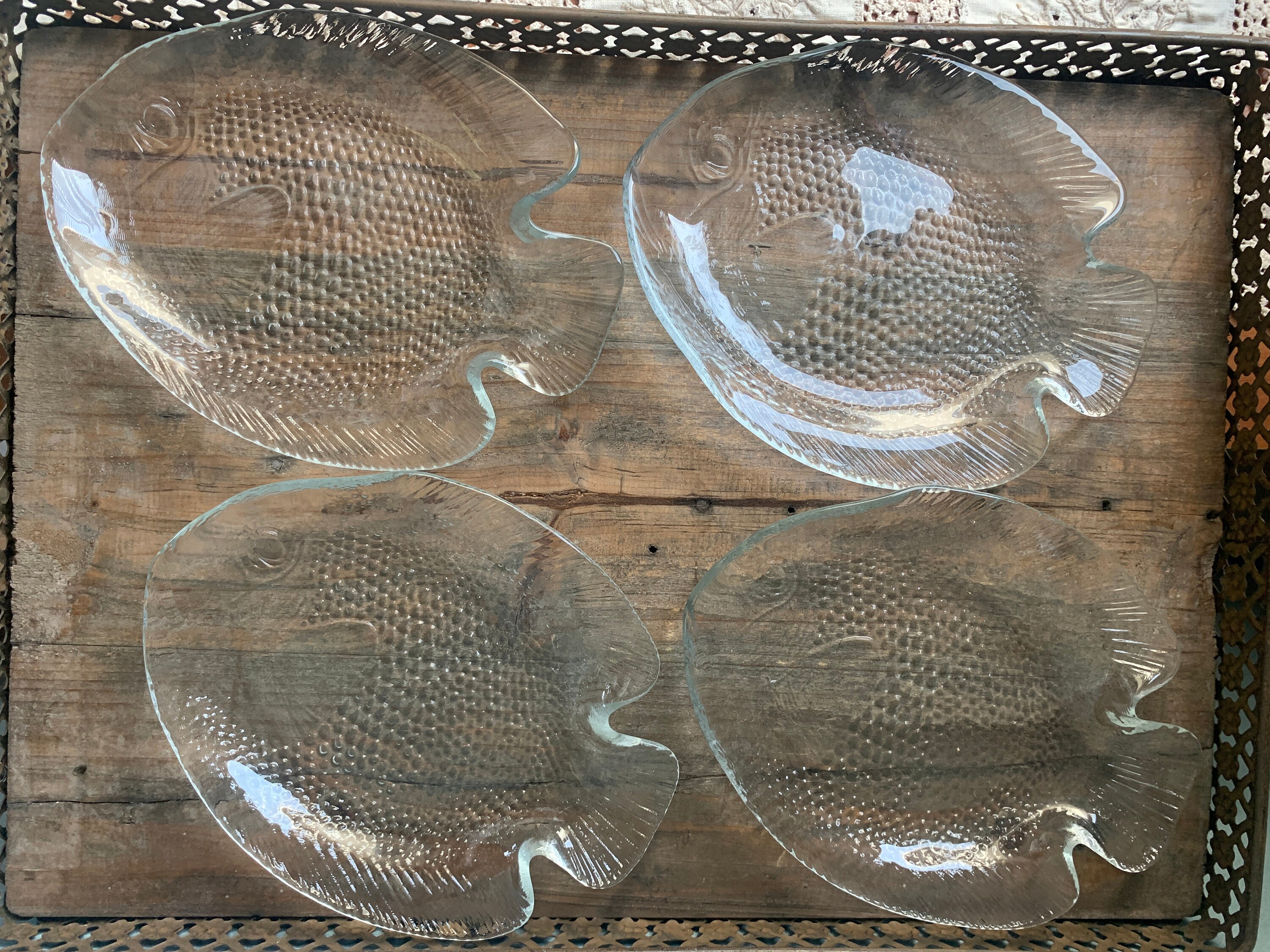 Set of 4 Arcoroc France Glass Fish Shaped Plate Vintage 15.7 - Etsy
