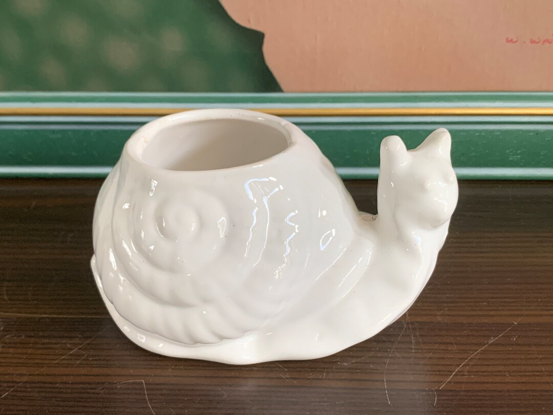 Snail White Planter Ceramic Vintage - Etsy