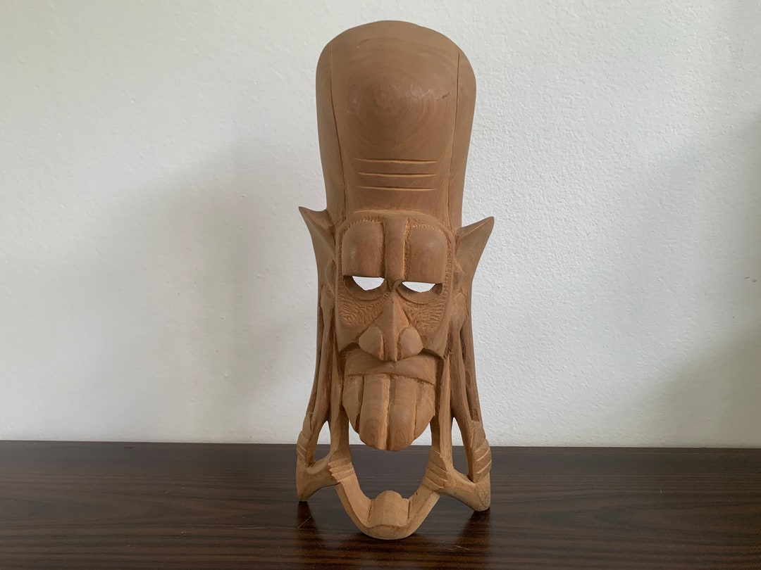 Wooden African Mask Man Tribal Vintage Stand Sculpture - Etsy