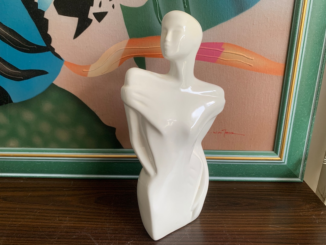 80s Lindsey B Style White Ceramic Statue Lady Figurine 26 Cm Tall - Etsy