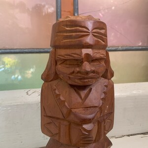 Ainu Wooden Statues Figure Vintage Wood Carving Hand Made Woman Man ...