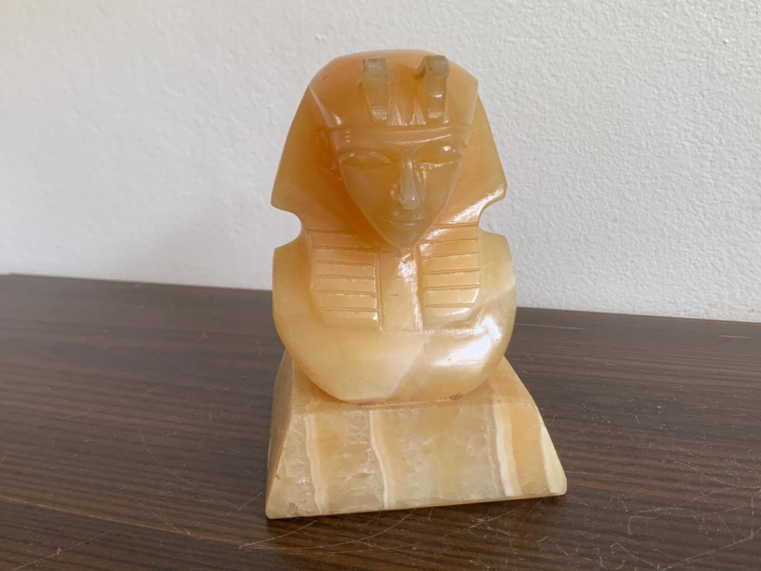 Sphinx Alabaster Orange Statue Bust Figureline Vintage - Etsy