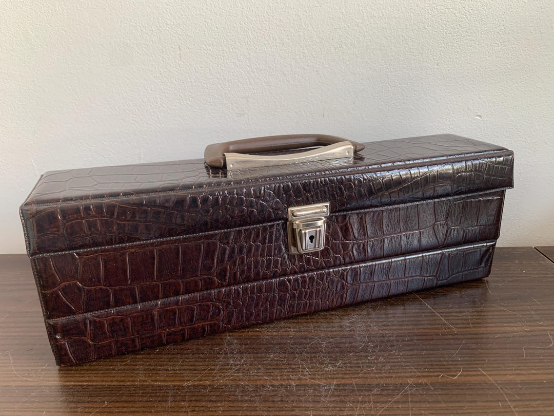 Cassette Holder Carry Case Box Faux Leather Brown Vintage - Etsy