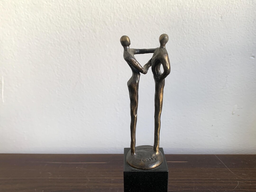 80s Hand Shake Metal Statue Sculpture Stone ARTIHOVE Vintage - Etsy