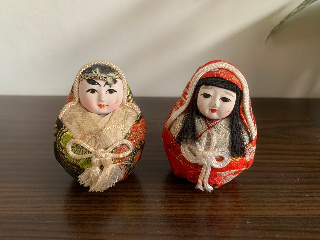Japanese Doll Kimono Daruma Red Lady Girl Manga Eyes Vintage Large 15 ...