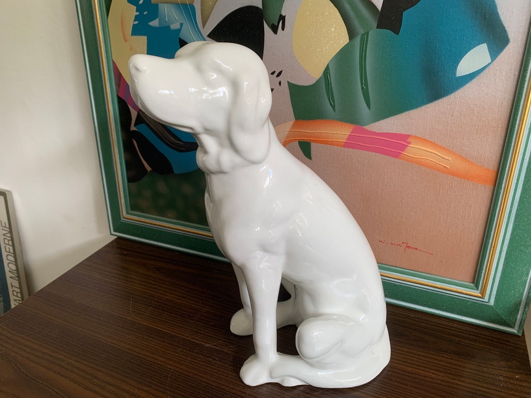 33 Cm Tall Labrador Dog Ceramic White Statue Large Figurine Vintage - Etsy