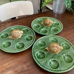 Rare Made in Italy Escargot Serving Plates Tray Ceramic Snail Green ...