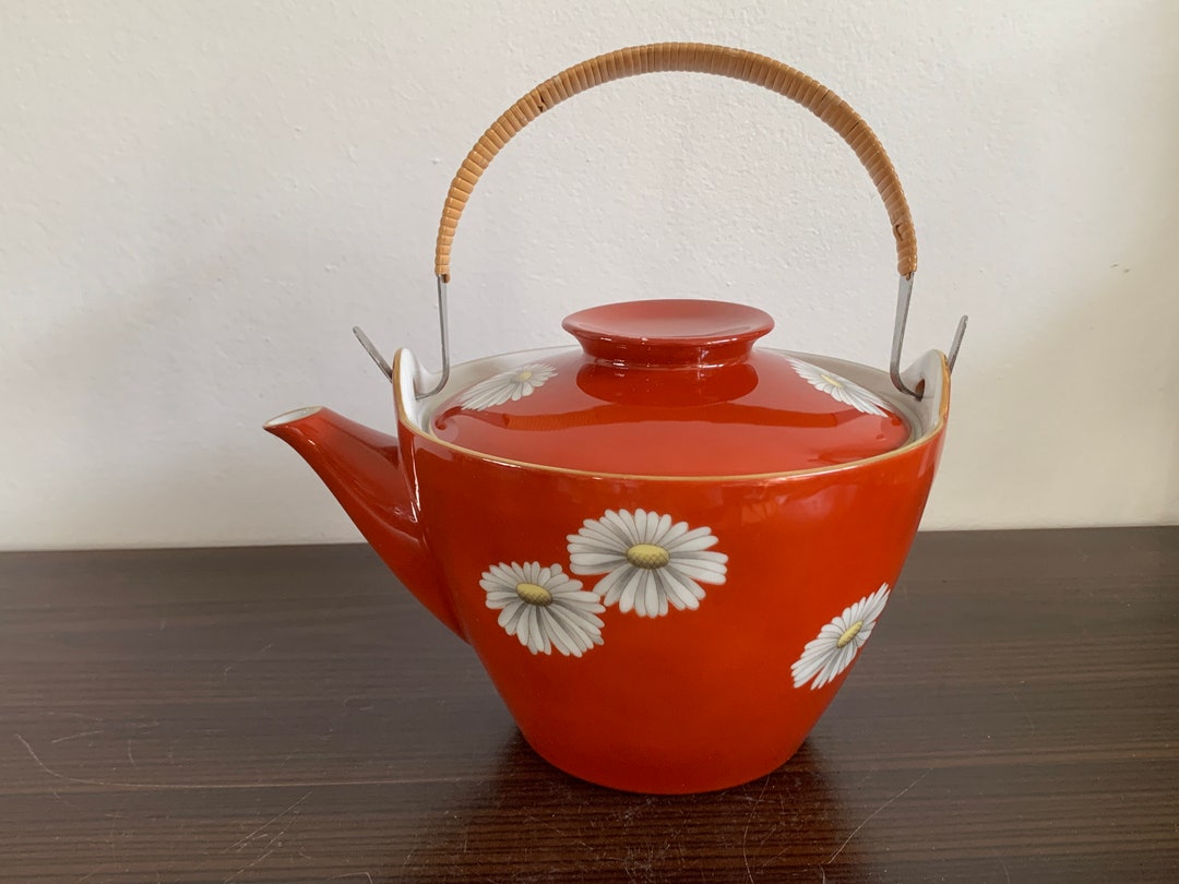 Rare 20s Noritake Nippon Toki Kaisha Tea Pot Coffee Daisy Red Antique ...