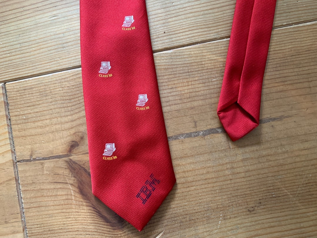 80s Made in Britain IBM Class'88 Computer Necktie Red Polyester Vintage ...
