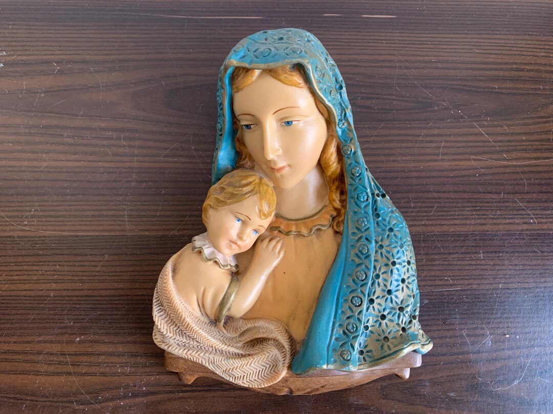 Virgin Mary Italy Regin Wall Hanging Vintage Hand Painted Large - Etsy