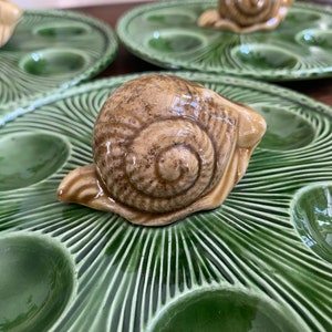 Rare Made in Italy Escargot Serving Plates Tray Ceramic Snail Green ...