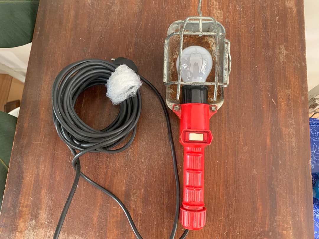 Industrial Hand Work Lamp Hanging Red Plastic Metal Vintage Portable - Etsy