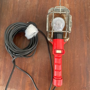 Industrial Hand Work Lamp Hanging Red Plastic Metal Vintage Portable - Etsy