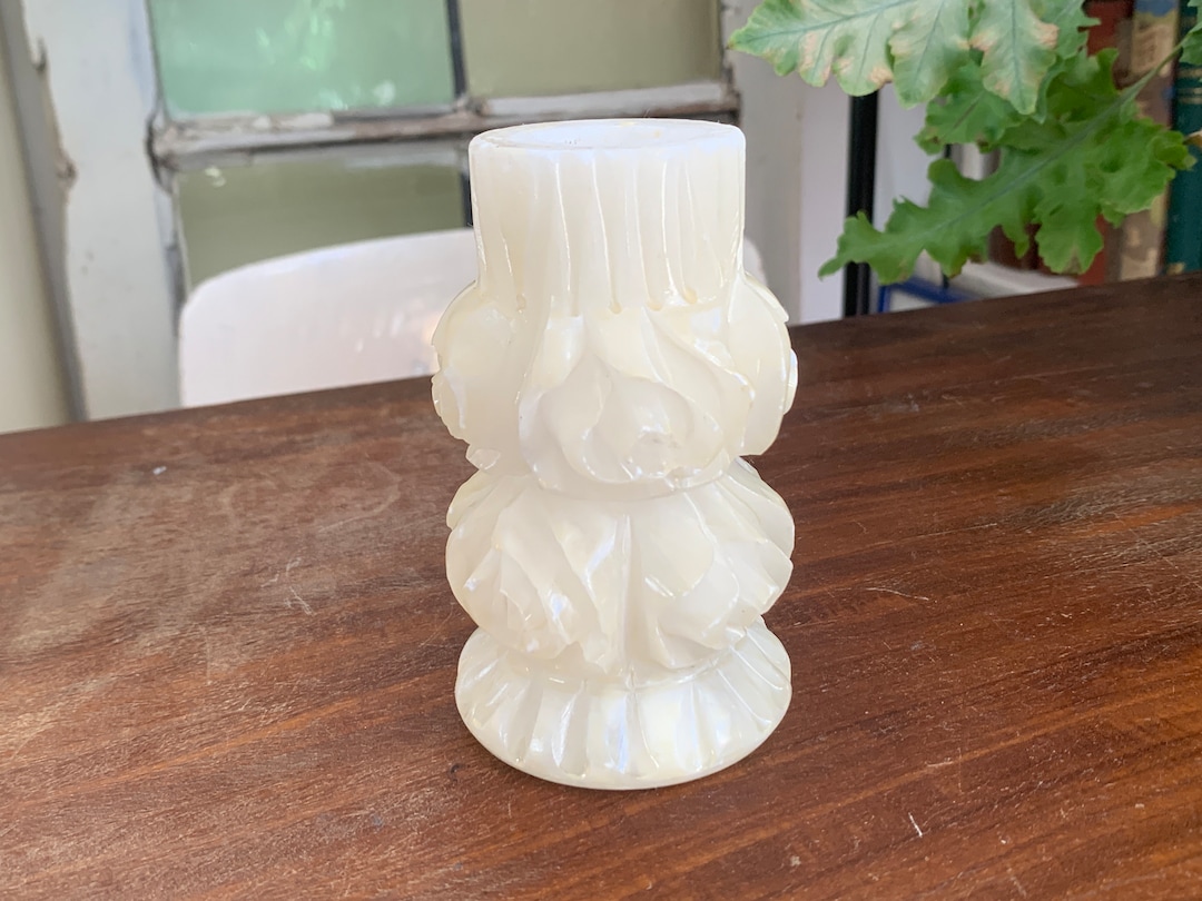 70s White Alabaster Flower Vase Vintage Rose Sculpture - Etsy