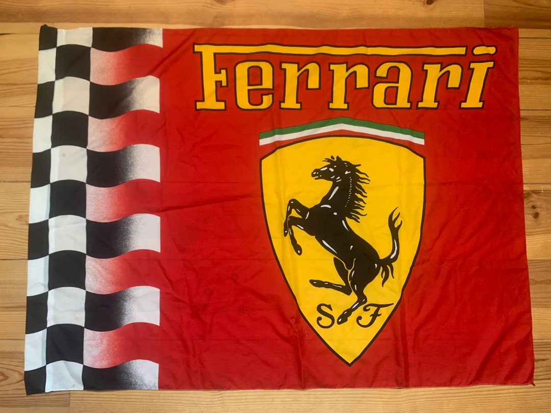 Ferrari Flag Red Checker Large Vintage Logo - Etsy