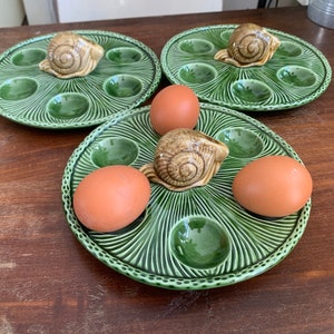 Rare Made in Italy Escargot Serving Plates Tray Ceramic Snail Green ...