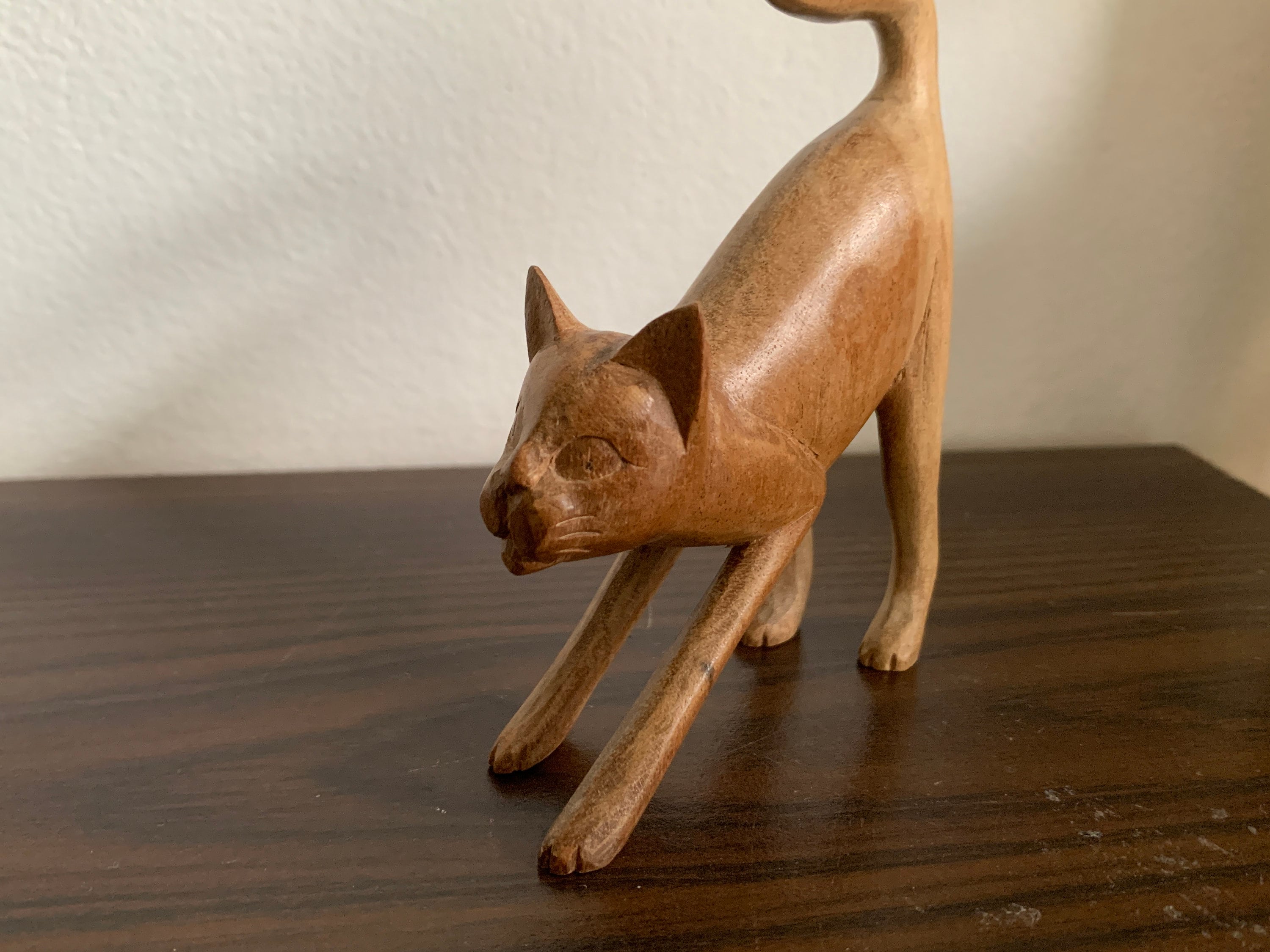 Wooden Figure CAT Sculpture Light Wood Carving Vintage - Etsy