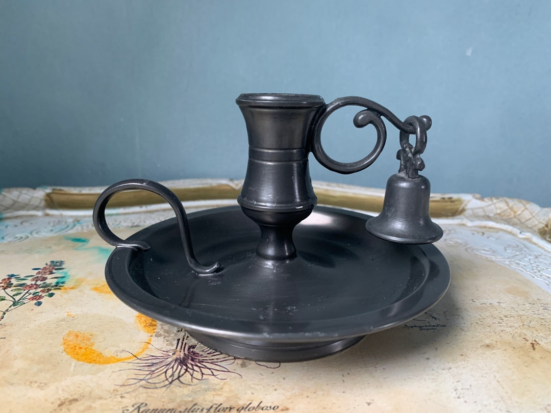 Candle Holder With Double Handles Petwer Tin Etain Zinn Vintage With ...