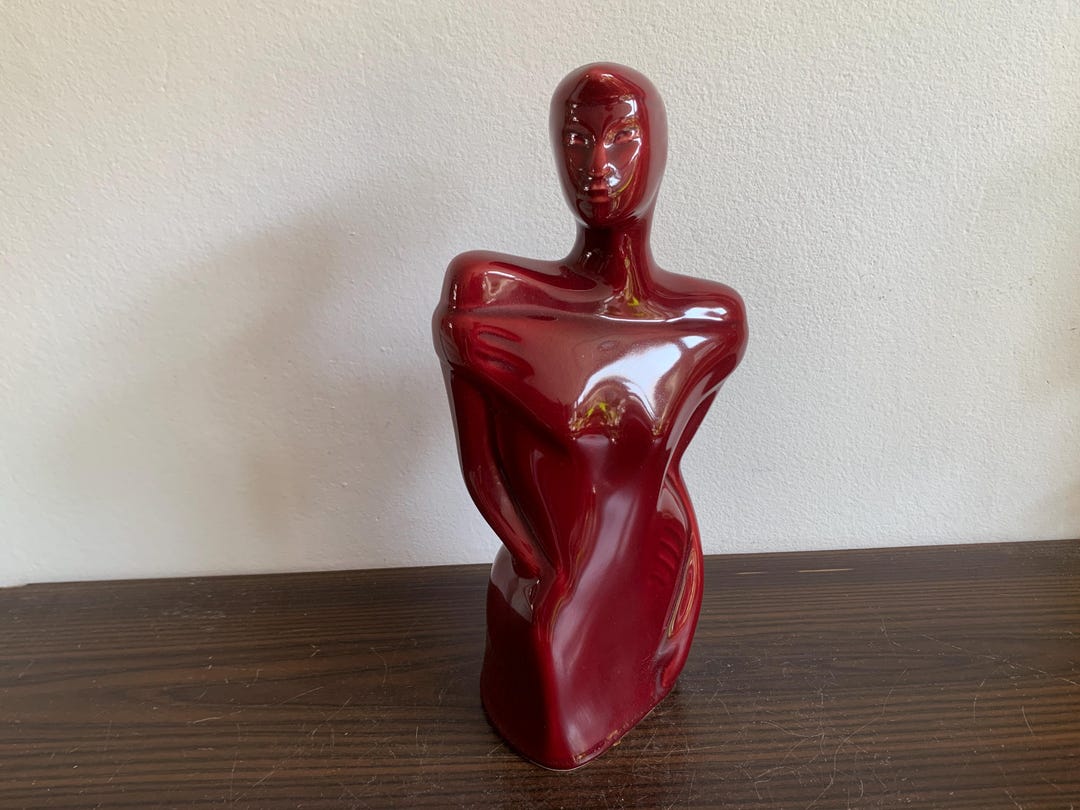80s Lindsey B Style Red Brown Ceramic Statue Lady Figurine - Etsy