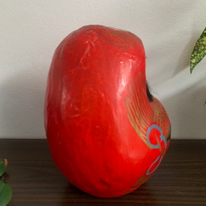 Rare Japanese Doll Daruma Red Lady Girl Wooden Vintage Large 17.5 Cm ...