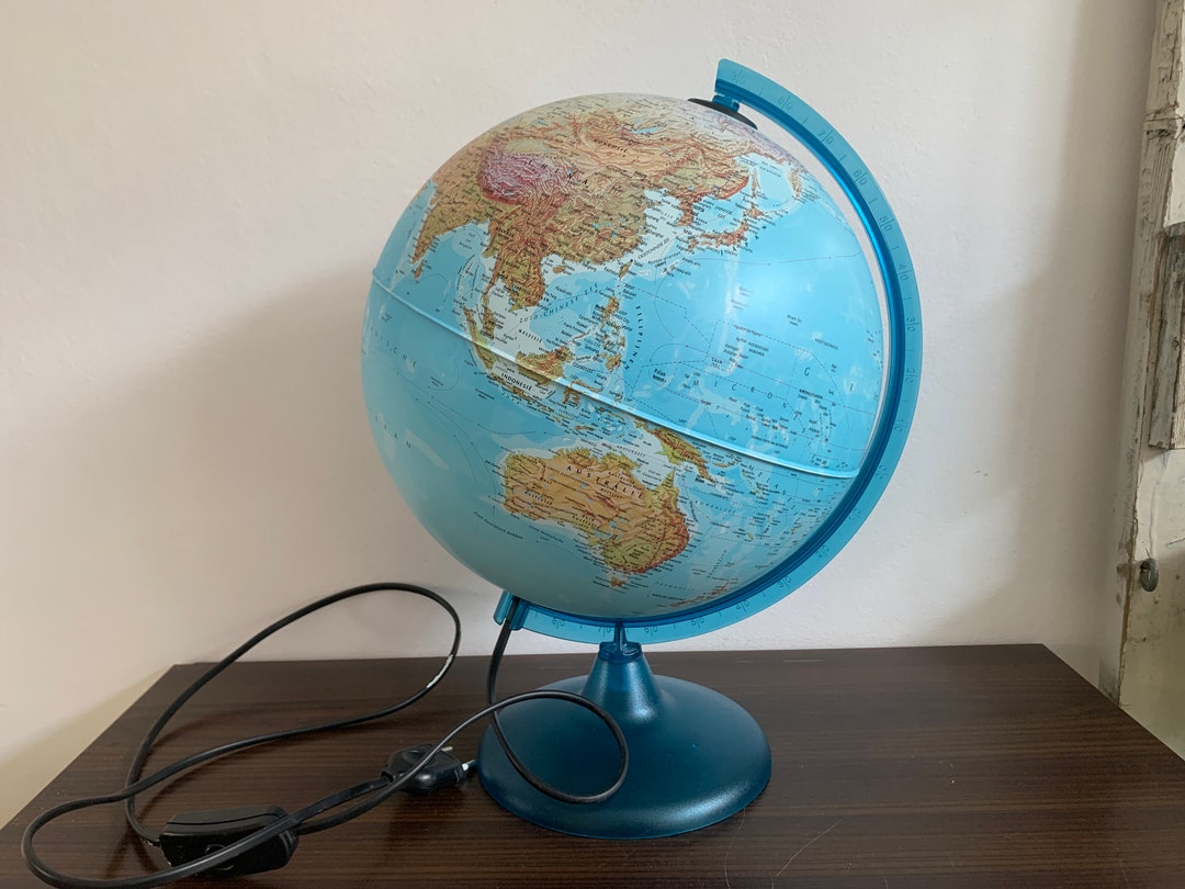 80s Globe Map Desktop Lamp Earth Vintage Made in Italy Large ...