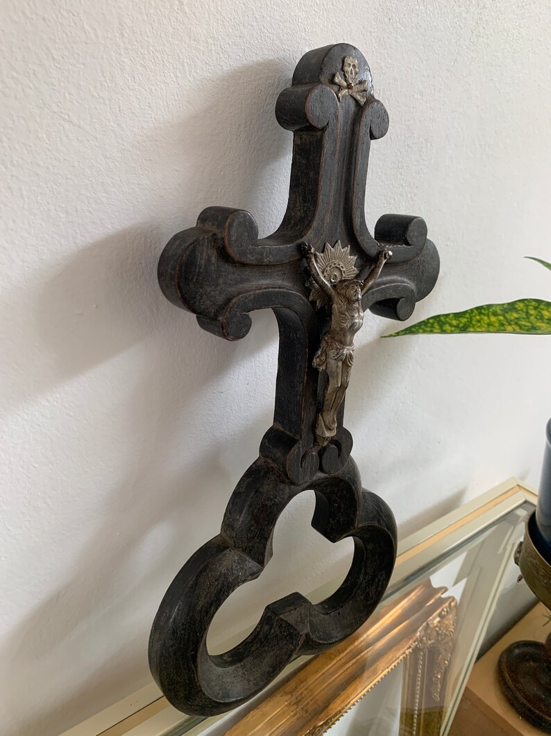 Rare Design 30s Jesus Christ Antique Cross Wooden Large Christian ...
