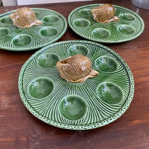 Rare Made in Italy Escargot Serving Plates Tray Ceramic Snail Green ...