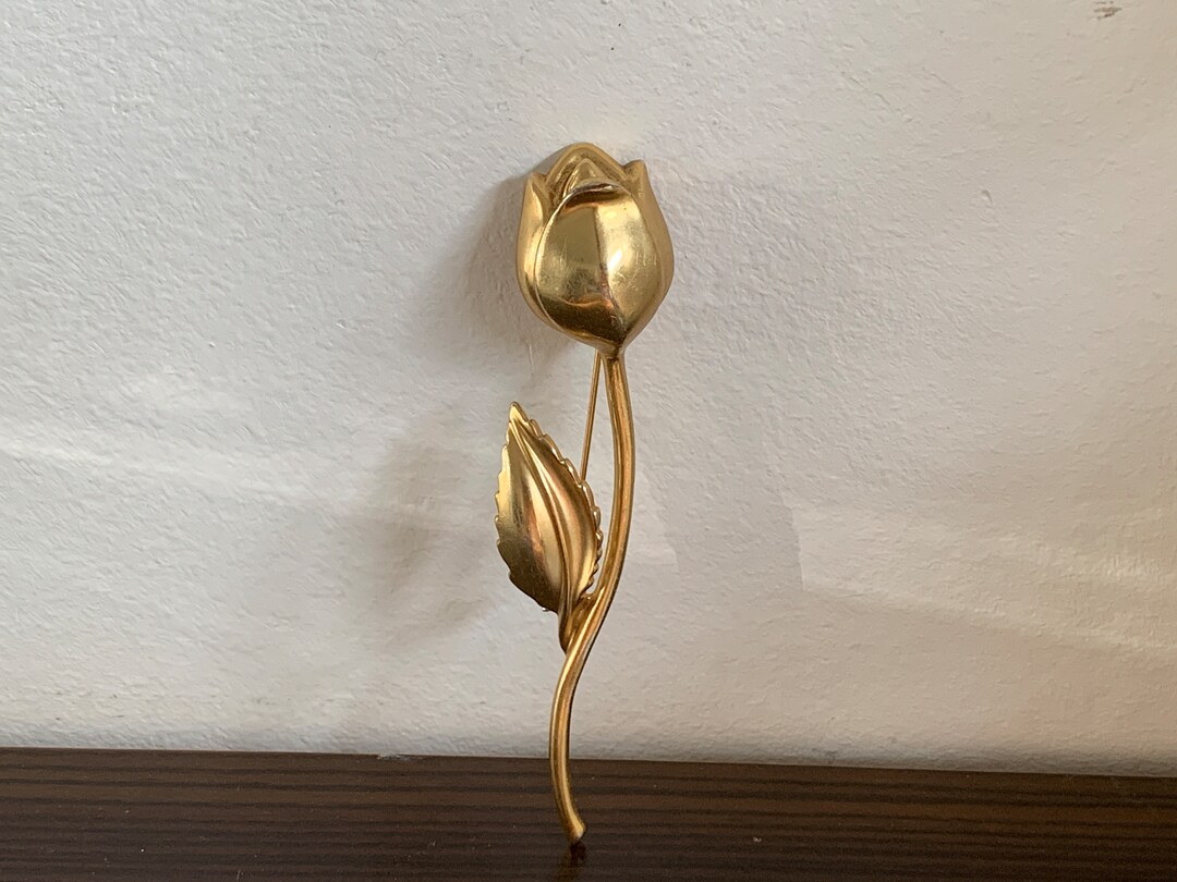 80s Givenchy Brooch Flower Gold Bud Vintage - Etsy