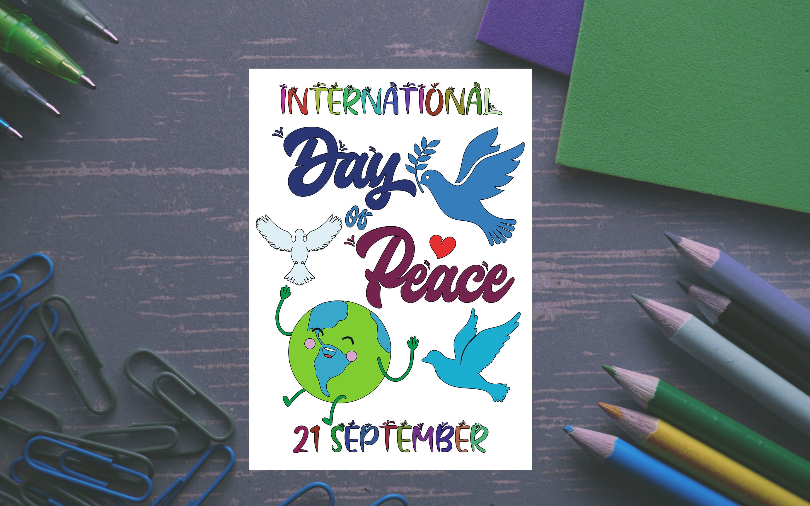 International Day of Peace Printable Colouring Sheet - Etsy
