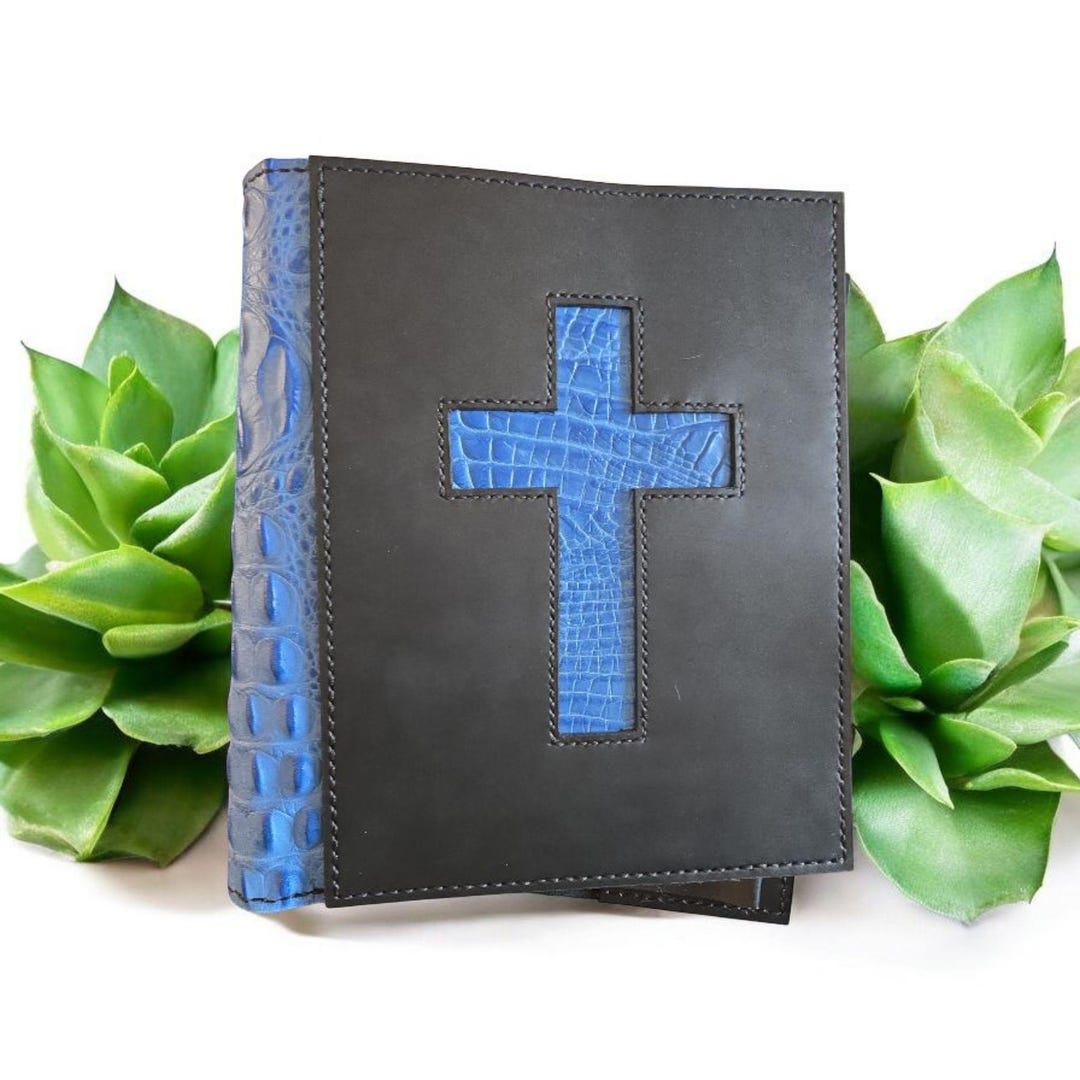 Black Leather Bible Cover Custom Leather Bible Cover Hand Stitched ...